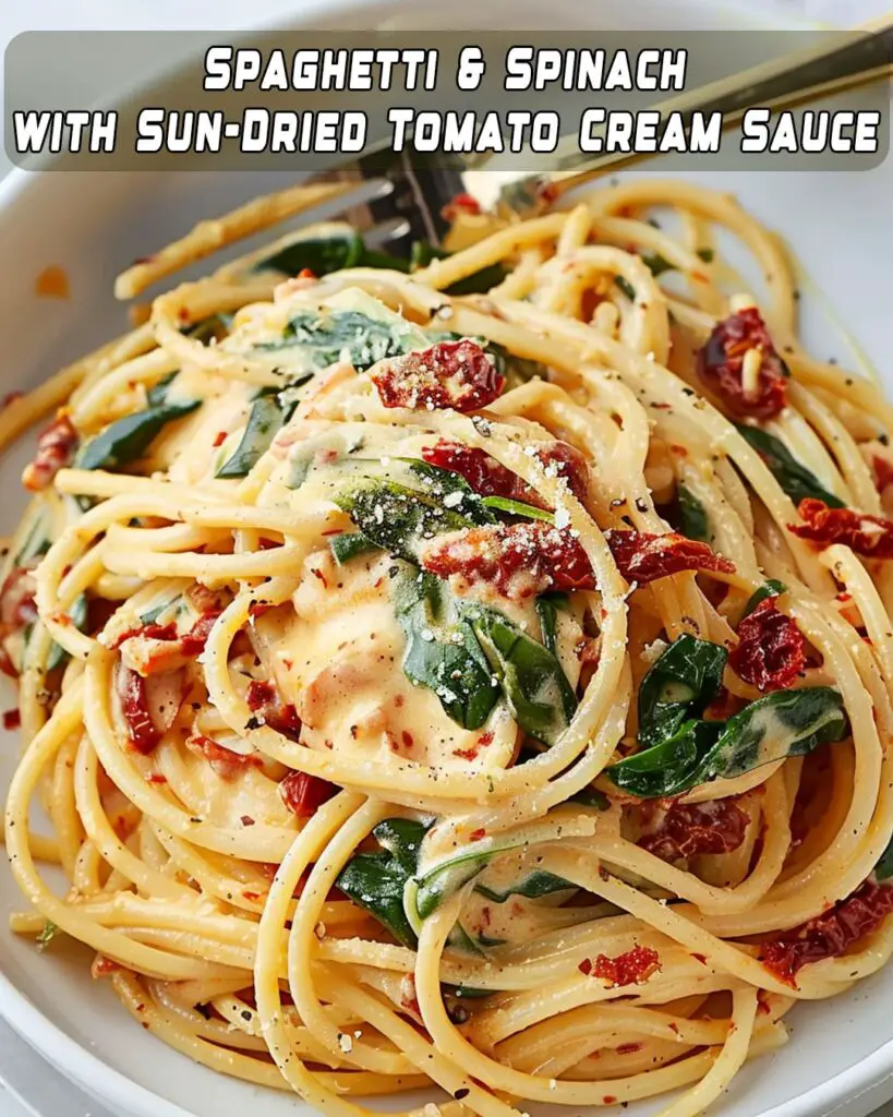 Spaghetti & Spinach in Sun-Dried Tomato Cream Sauce: A Flavorful Fusion - Foodyhealthylife