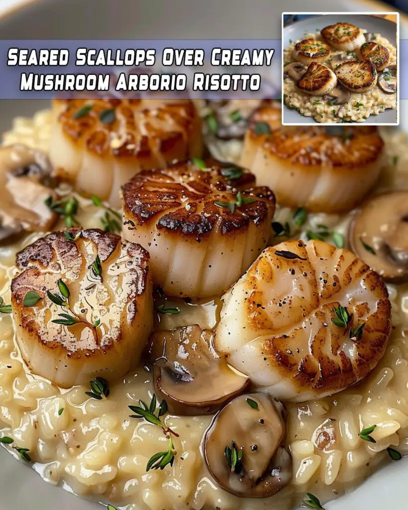 Seared Scallops Over Creamy Mushroom Arborio Risotto. - Foodyhealthylife