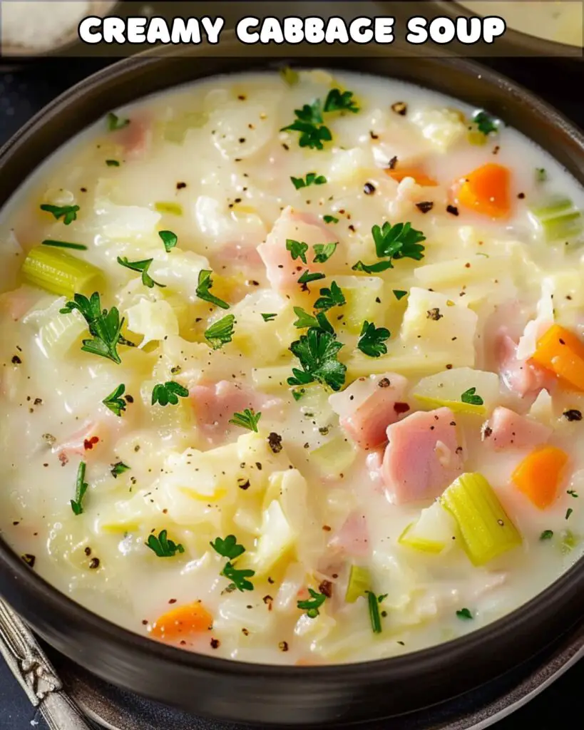 Hearty Creamy Cabbage Soup with Ham - Foodyhealthylife