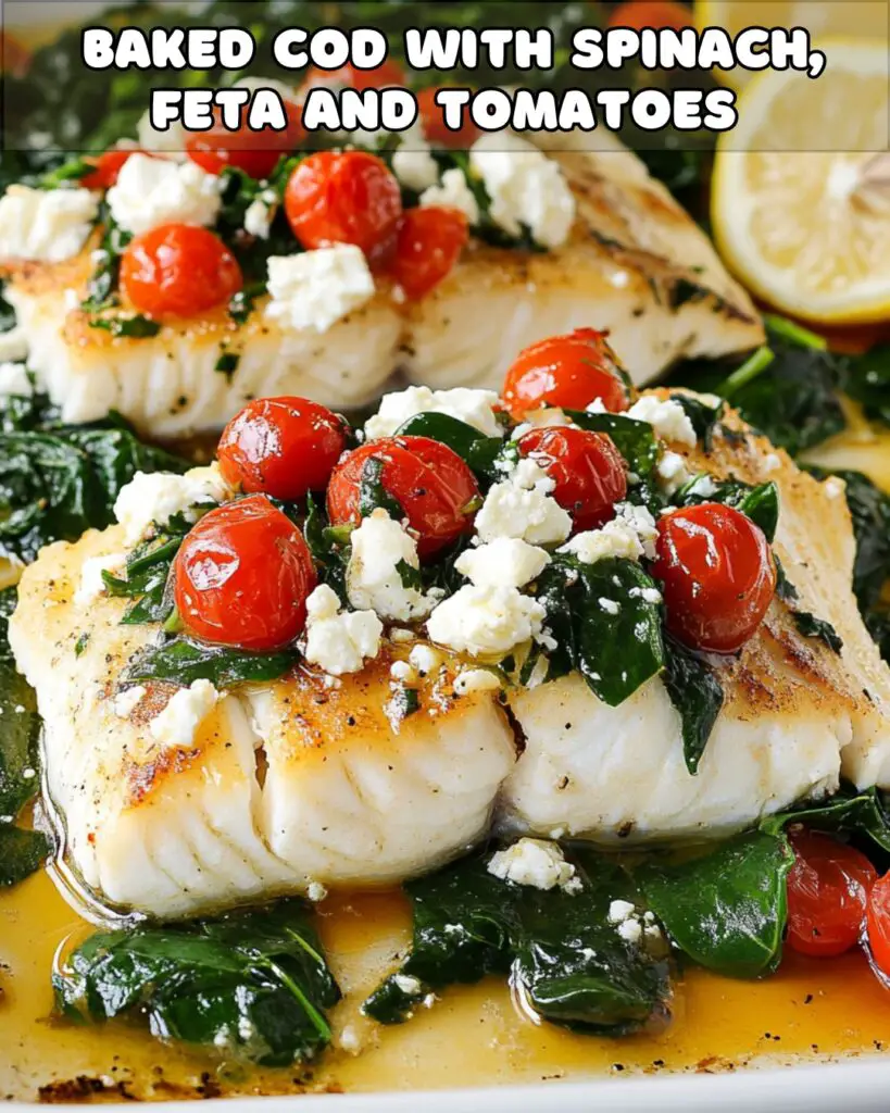 Mediterranean Baked Cod with Spinach, Feta, and Tomatoes - Foodyhealthylife