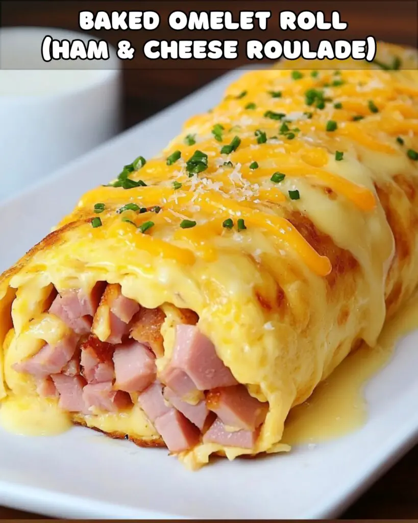 Cheesy Breakfast Baked Omelet Roll with Ham & Chives – Foodyhealthylife