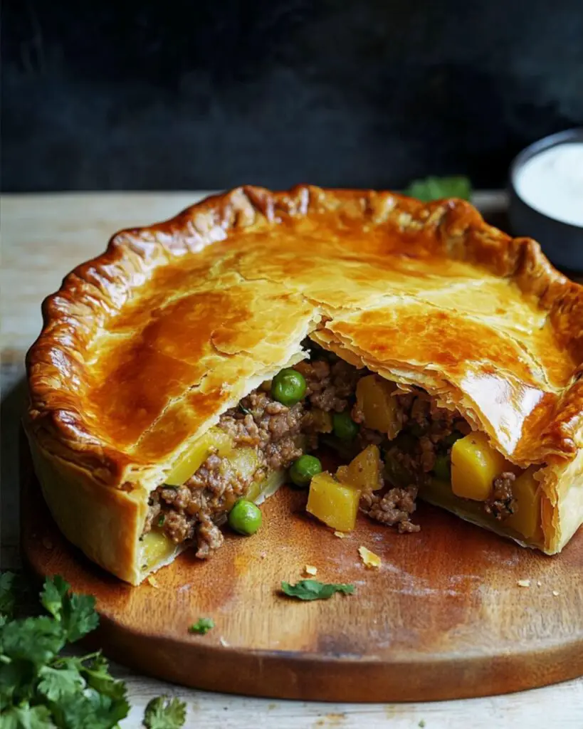 Savory Samosa Pie with Spiced Lamb and Potato Filling - Foodyhealthylife
