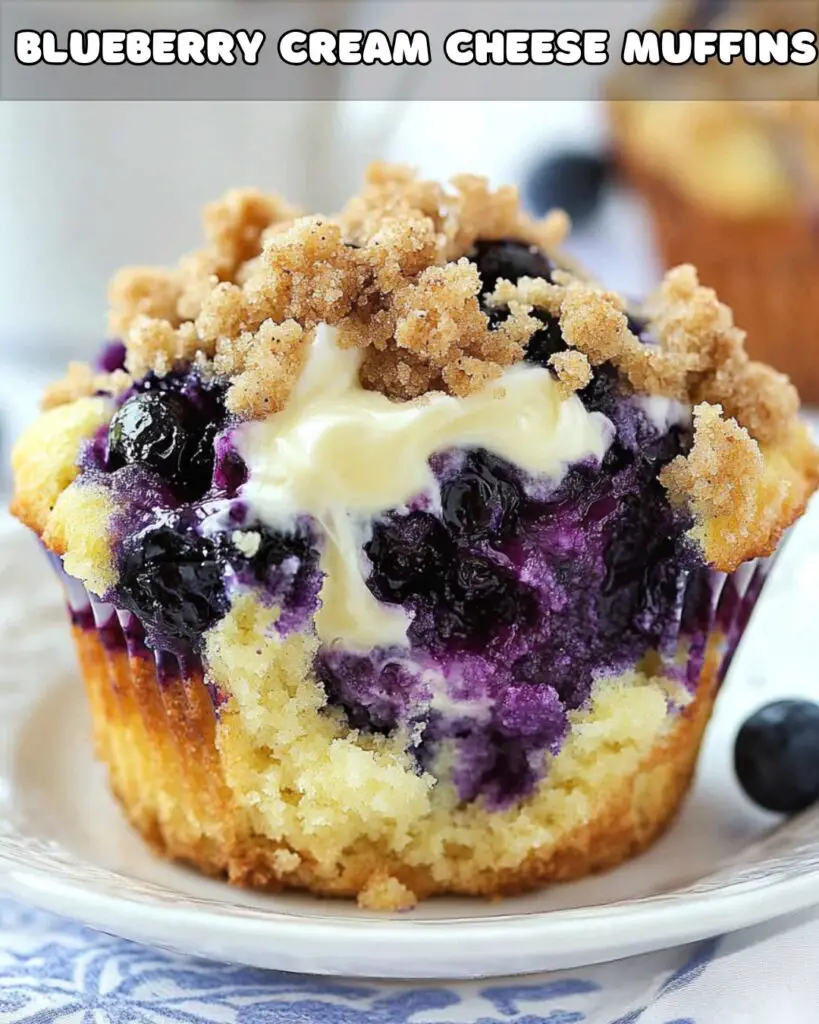 Blueberry Cream Cheese Muffins with Streusel Topping - Foodyhealthylife