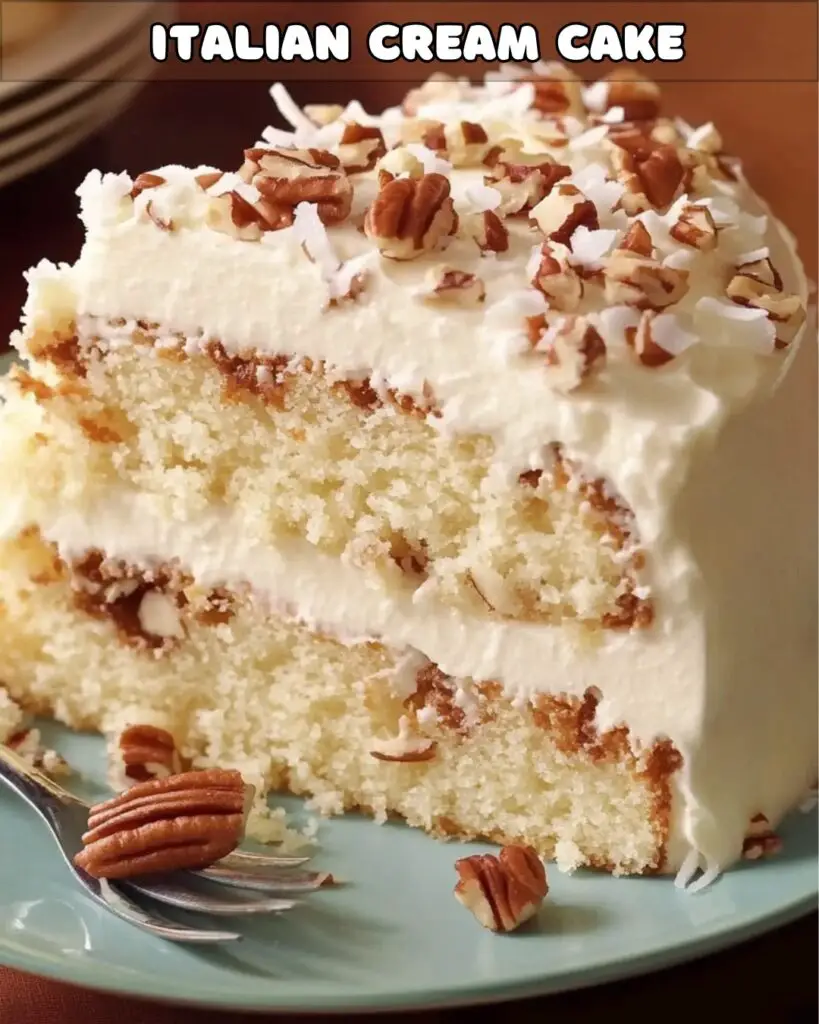 Indulgent Italian Cream Cake Topped with Creamy Cheese Frosting ...
