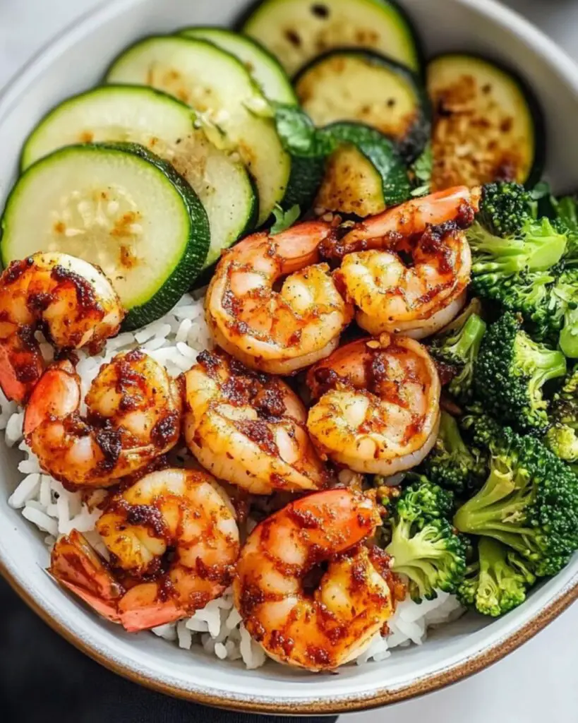 Loaded Spicy Shrimp Bowl with Jasmine Rice and Veggies - Foodyhealthylife