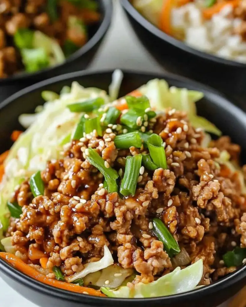 Sesame Ground Turkey Bowls with Ginger and Garlic - Foodyhealthylife