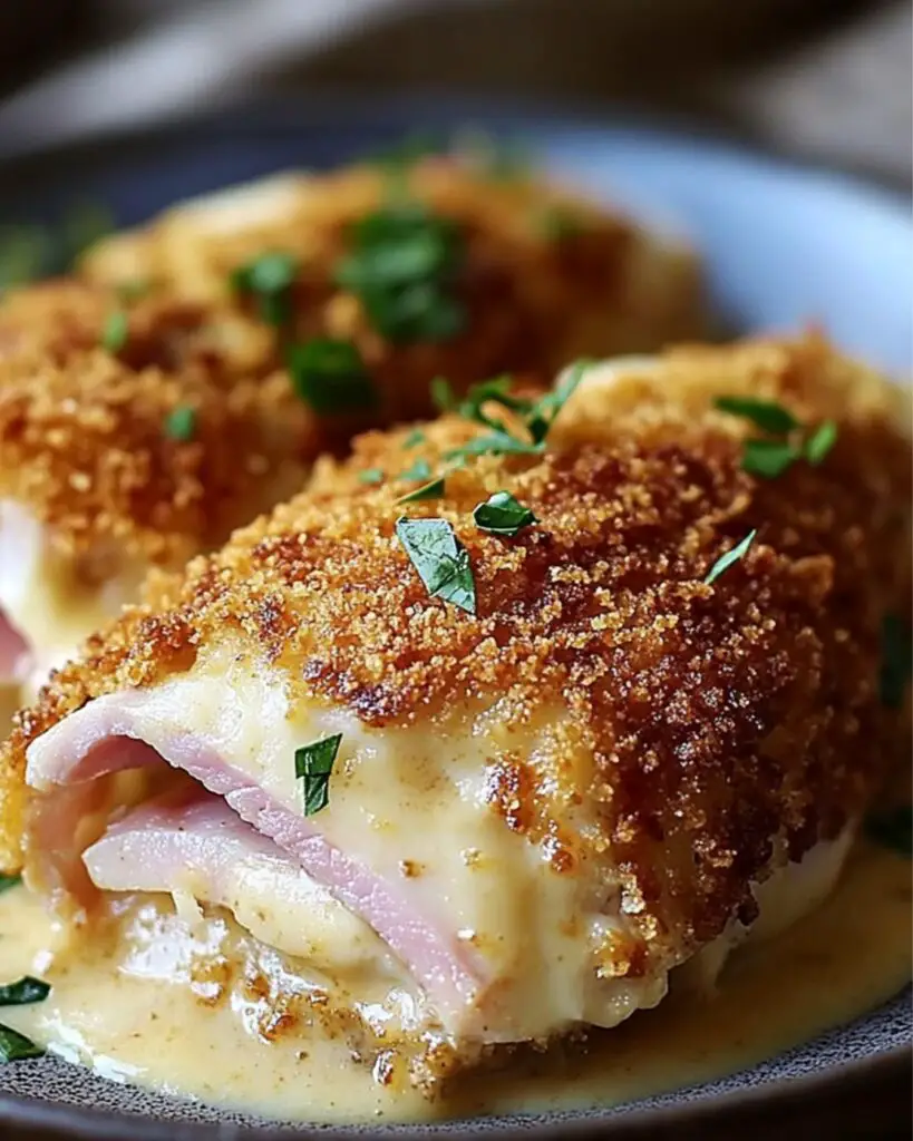 Homemade Chicken Cordon Bleu with Creamy Dijon Sauce - Foodyhealthylife