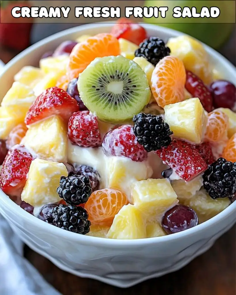 Refreshing Creamy Fresh Fruit Salad with Honey-Lime Yogurt Dressing - Foodyhealthylife
