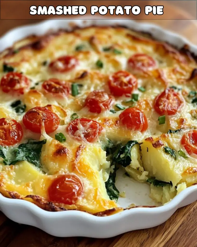 Golden Smashed Potato Pie with Spinach and Cheese - Foodyhealthylife