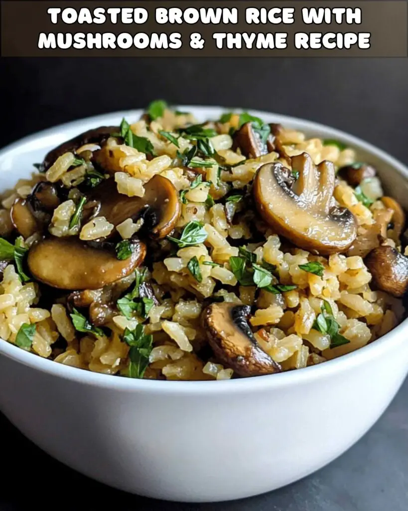 Toasted Brown Rice with Mushrooms & Thyme - Foodyhealthylife
